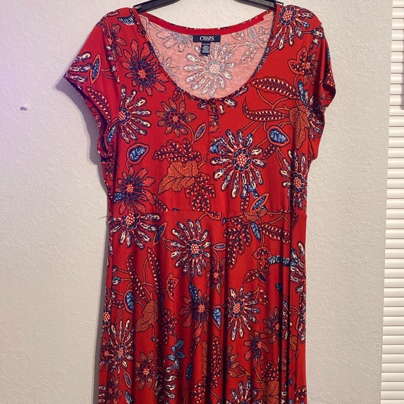 Chaps | Dresses | Chaps Red Long Dress | Poshmark